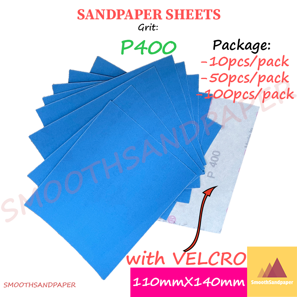 Sandpaper Sheets with VELCRO 110mmX140mm (Blue) Coated Abrasive Amplas ...