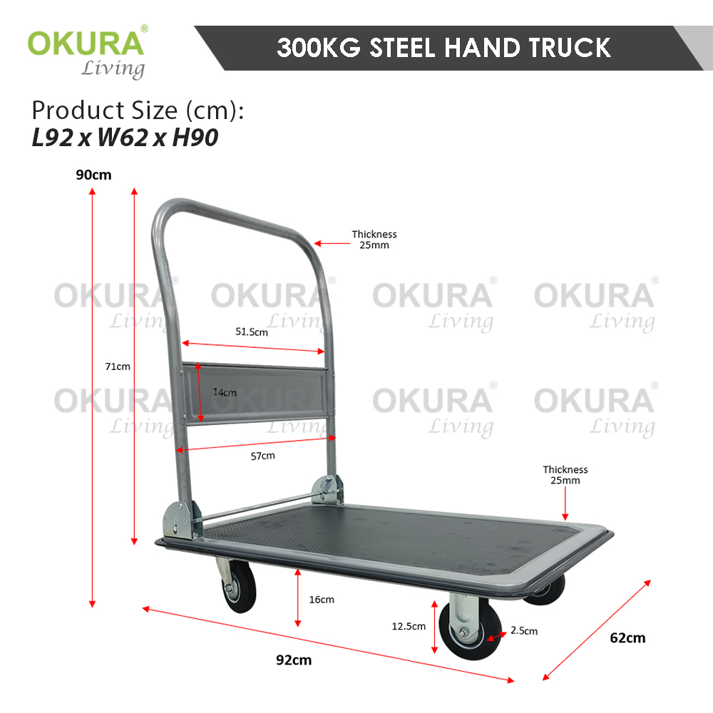 OKURA 150KG Steel Trolley Platform Truck Hand Truck Heavy Duty Home ...