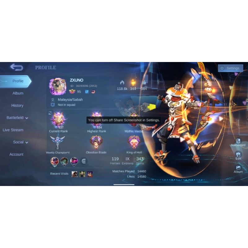MLBB Account Sultan Pro Max Safe (read desc) | Shopee Malaysia