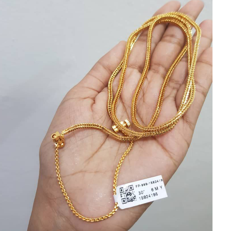 Indian gold plated plan chain with screw chain [not 916] | Shopee Malaysia