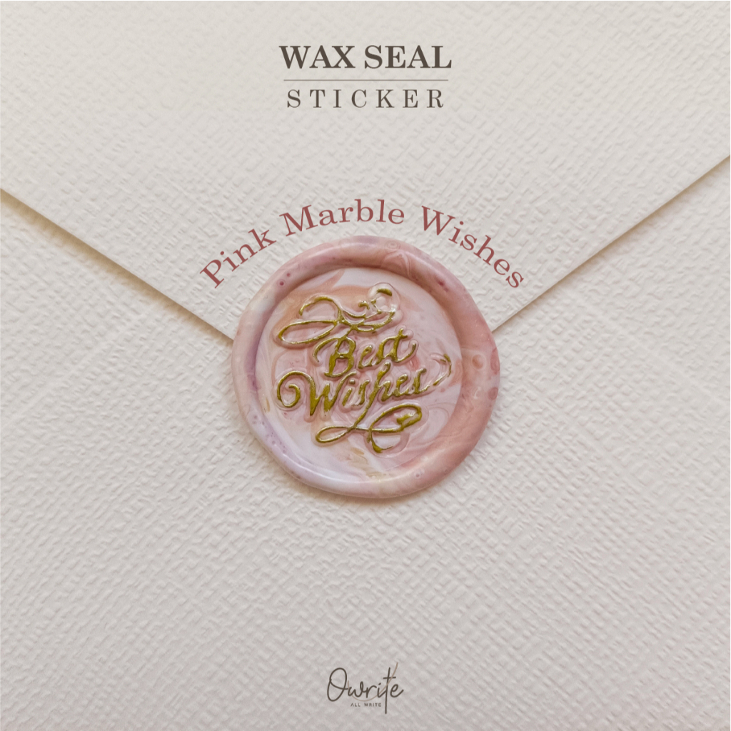 Ins Adhesive Wax Seal Sticker *Pink Marble Wishes* (Gift Wrap ...