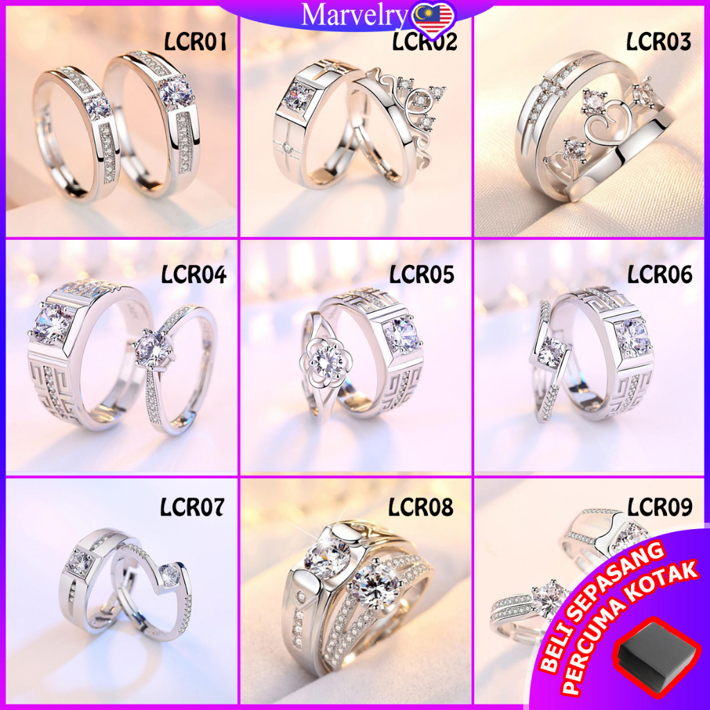 【Ready Stock KL】Luxury Couple Rings Gift S925 Silver Adjustable Lover ...