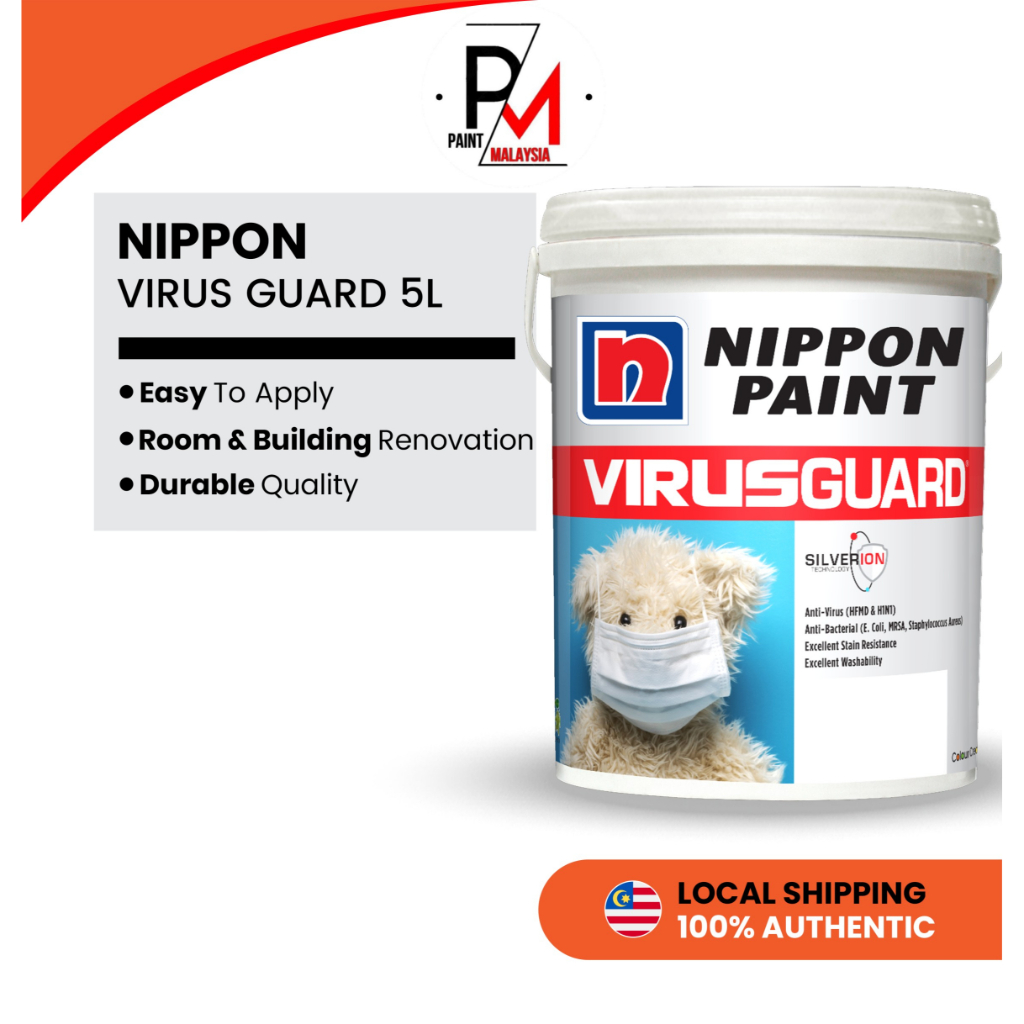 NIPPON Virus Guard 5 Liter Interior Wall Paint Anti Virus Bacterial ...