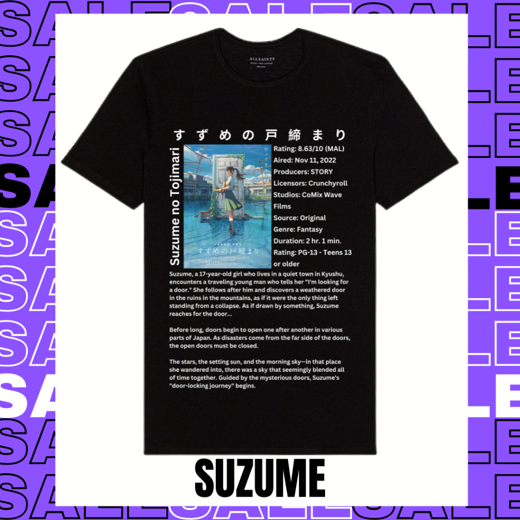 SUZUME NO TOJIMARI ANIME SHIRT MAKOTO SHINKAI BAJU ANIME | Shopee Malaysia