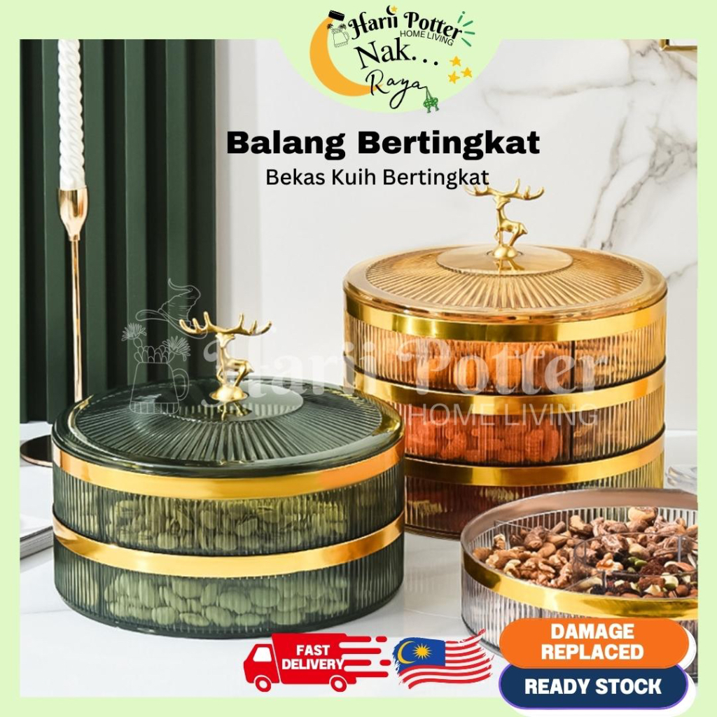 HARII POTTER HOMELIVING Balang Bertingkat Hari Raya Belas Kuih Hiasan ...