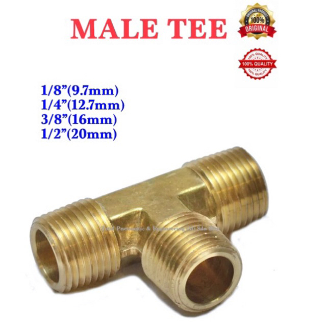 Brass Fitting Male 3 Way Tee Fitting 1/8” 1/4” 3/8” 1/2” Brass Male ...