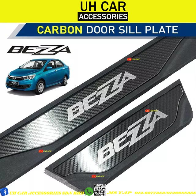 PERODUA BEZZA OEM CARBON DESIGN DOOR STEP SIDE SILL PANEL SILVER LOGO ...
