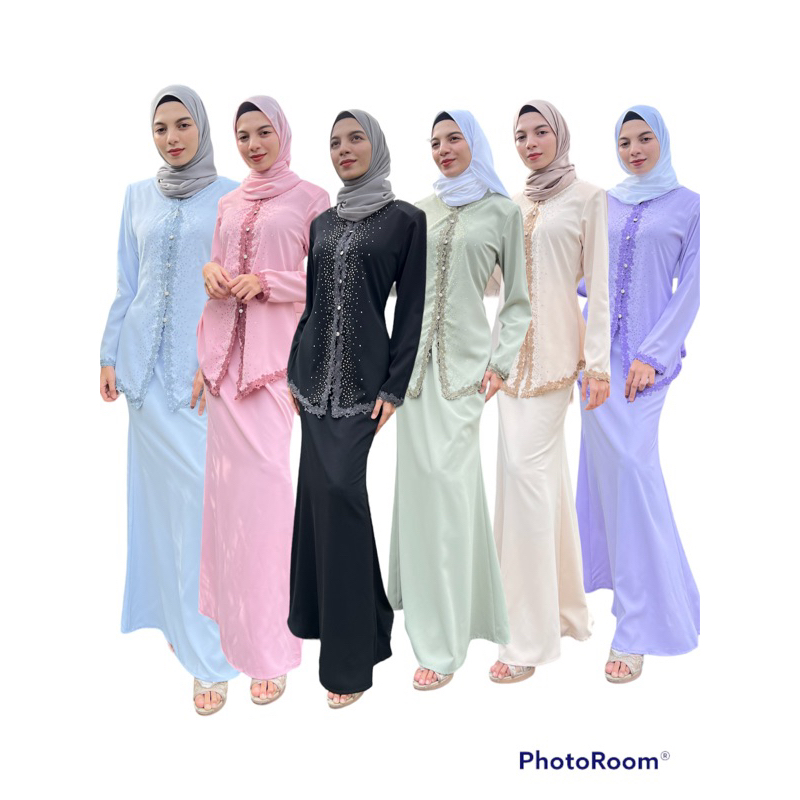 Baju Kurung Kebaya Nyonya Lace Dan Kain Duyung Plain PLUS SIZE [size: 36-48] | Shopee Malaysia