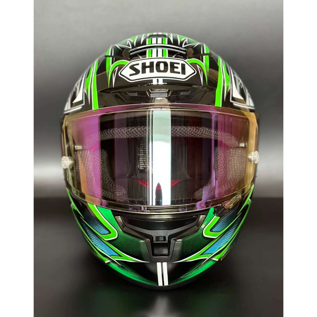 Free Visor!! SHOEI X14 Akira Yanagawa Green Rider Racing Plain Simple ...