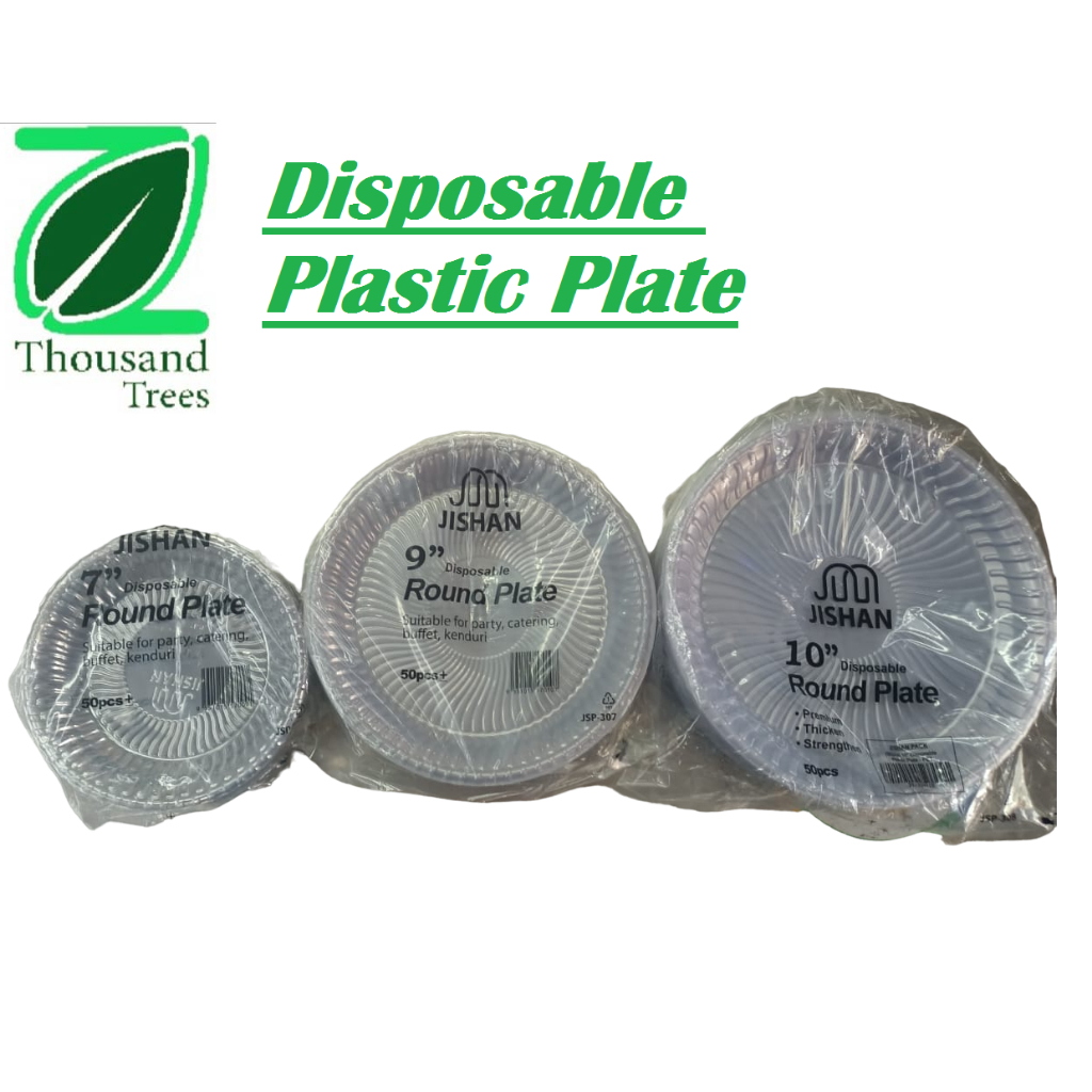 50Pcs Disposable Plastic Plate / Party Plate / Pinggan Pakai Buang ...