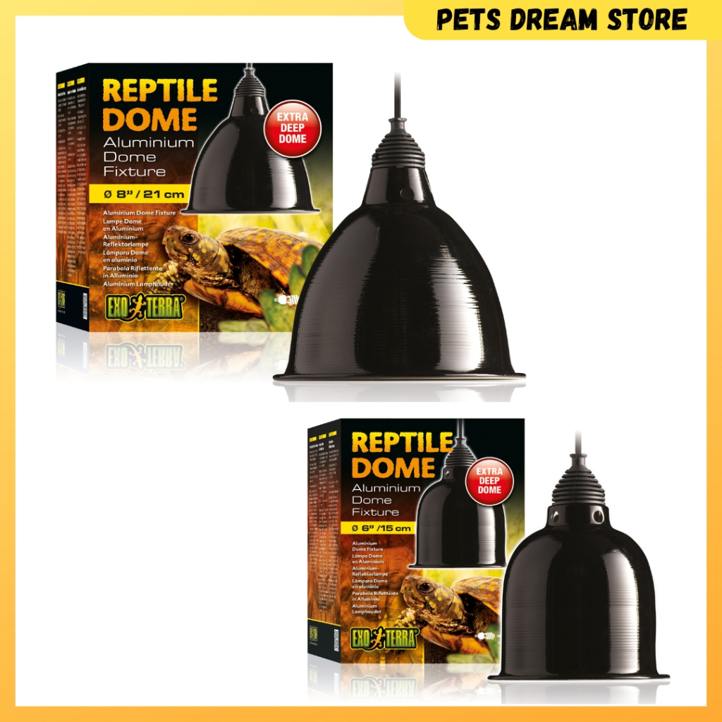EXO TERRA REPTILE LIGHT DOME PT2348 6''/8'' ALUMINUM DOME FIXTURE UVA ...