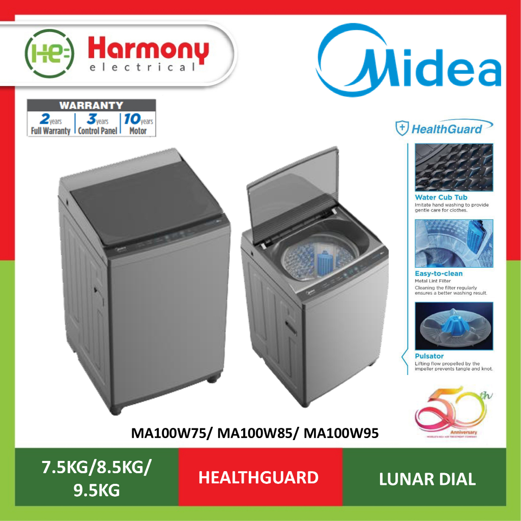 (BEST SELLER) MIDEA 7.5kg Top Load Washing Machine MA100W75 Mesin Basuh ...