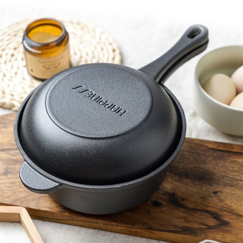 🔥Cast iron 18cm dual purpose pot, non coated, non rusty enamel pot ...