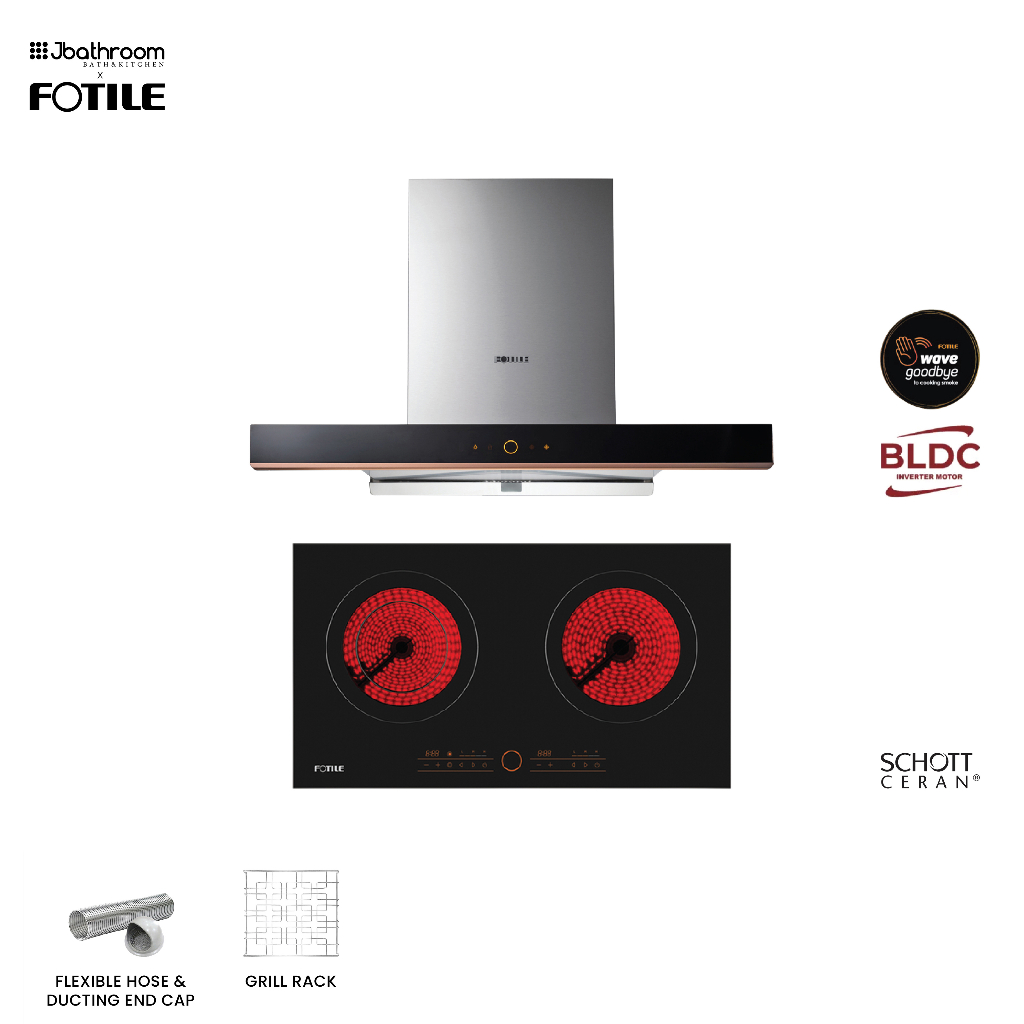 FOTILE W EMG9035 chimney hood + FOTILE EEG75201 built-in vitro ceramic ...