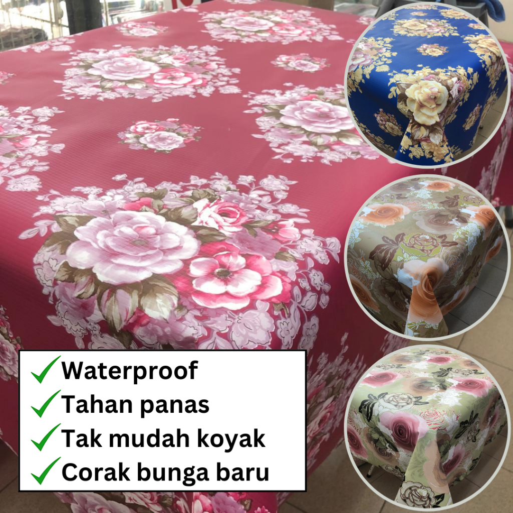 [2023] Lapik Meja Makan Plastik WATERPROOF Corak Bunga BARU LEBAR 137CM ...