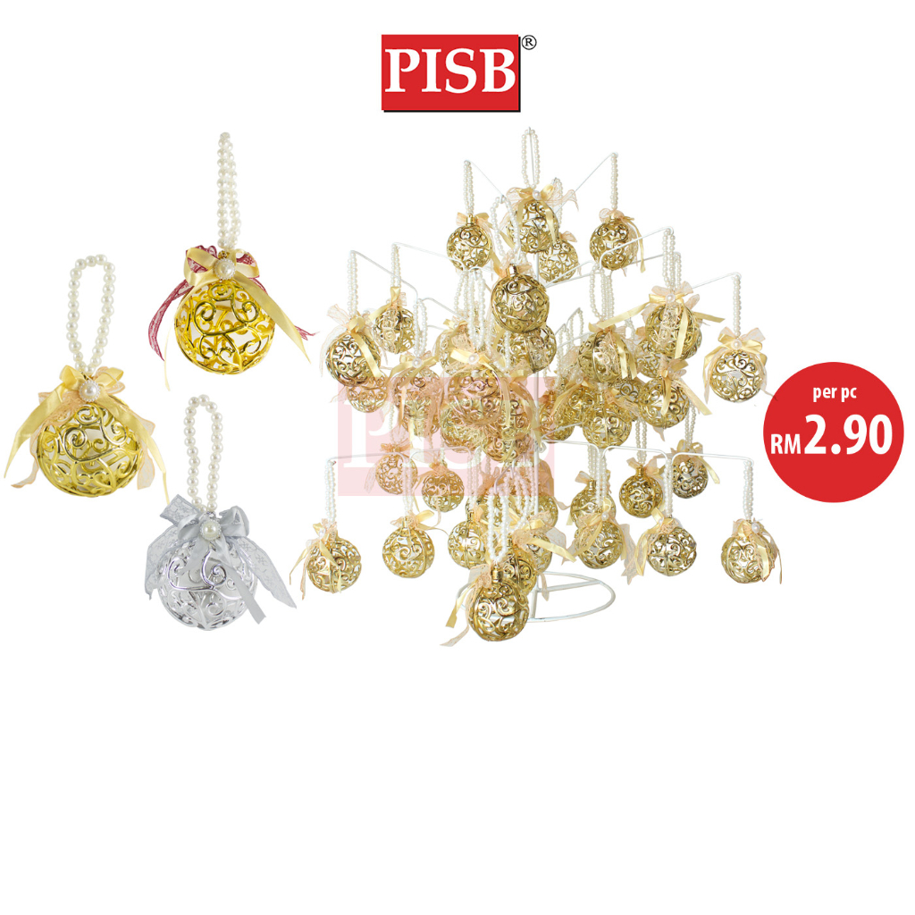 2115 (25Pcs/Pkt) 8cm Round Decorative Ball Souvenir With Ribbon Door ...