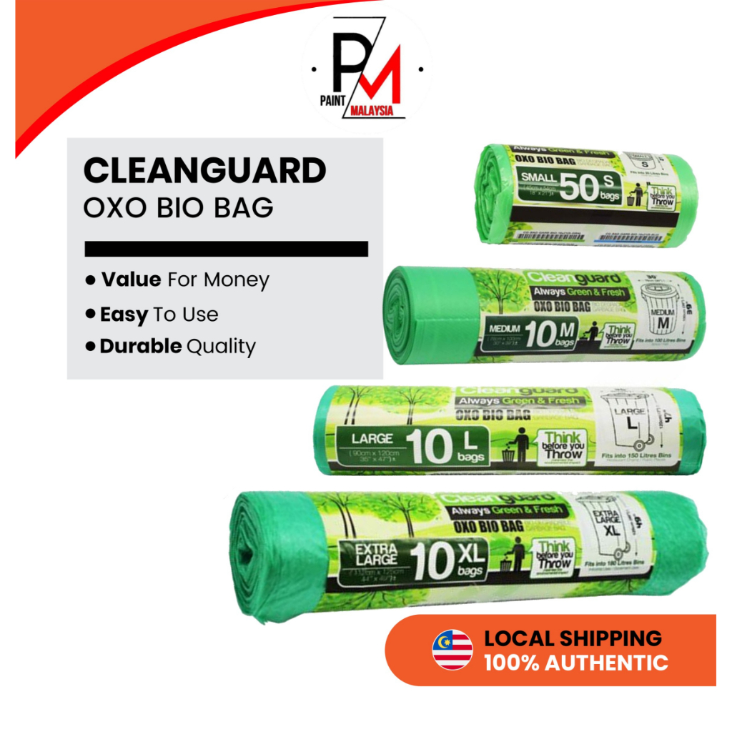 CLEANGUARD Garbage Oxo Bio Bag Size S/M/L/XL (Green) Bio Degradable ...