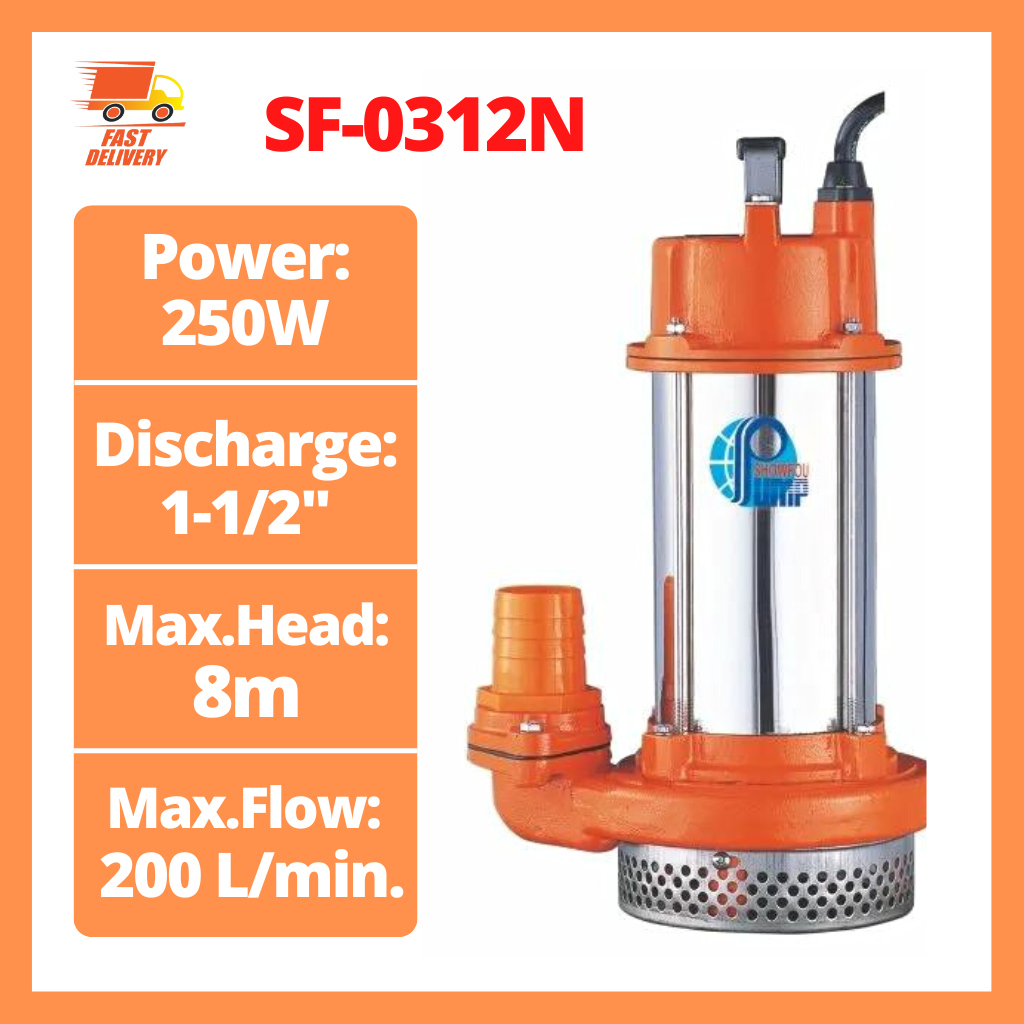 SHOWFOU SF-0312N 1-1/2" 1/3HP 240V TAIWAN Submersible Pump | Shopee ...