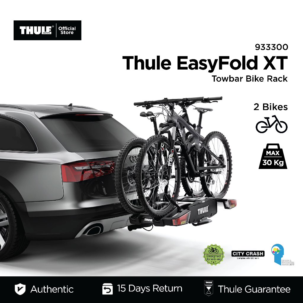 Thule EasyFold XT 2-bike platform Towbar Bike Rack - Black/Aluminium ...