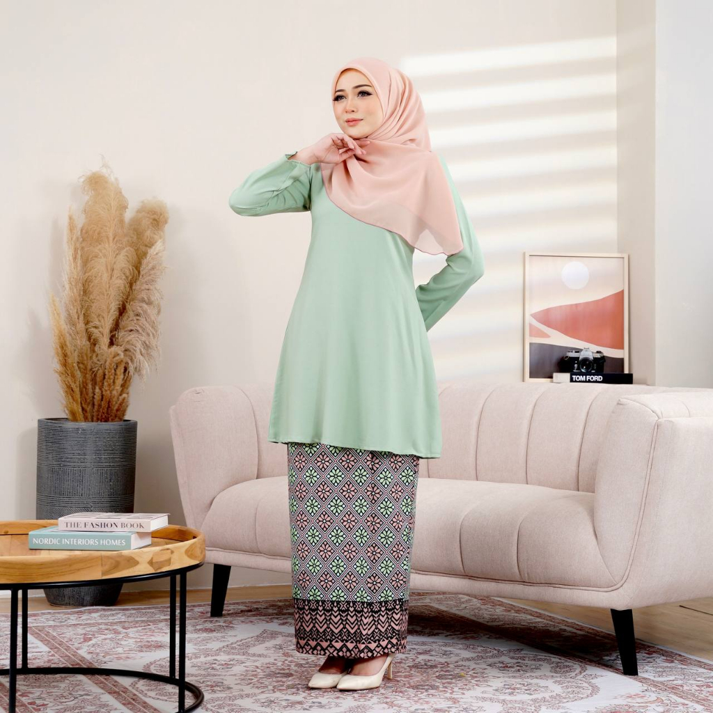 Sage Soft Green Kurung Moden Basic Matcha for Bridesmaid from S to Plussize 5XL | Shopee Malaysia