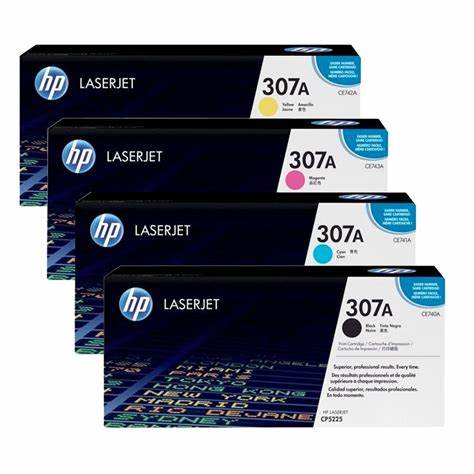 HP 307A LaserJet CP5225 Toner Cartridge (Black CE740A, Cyan CE741A ...