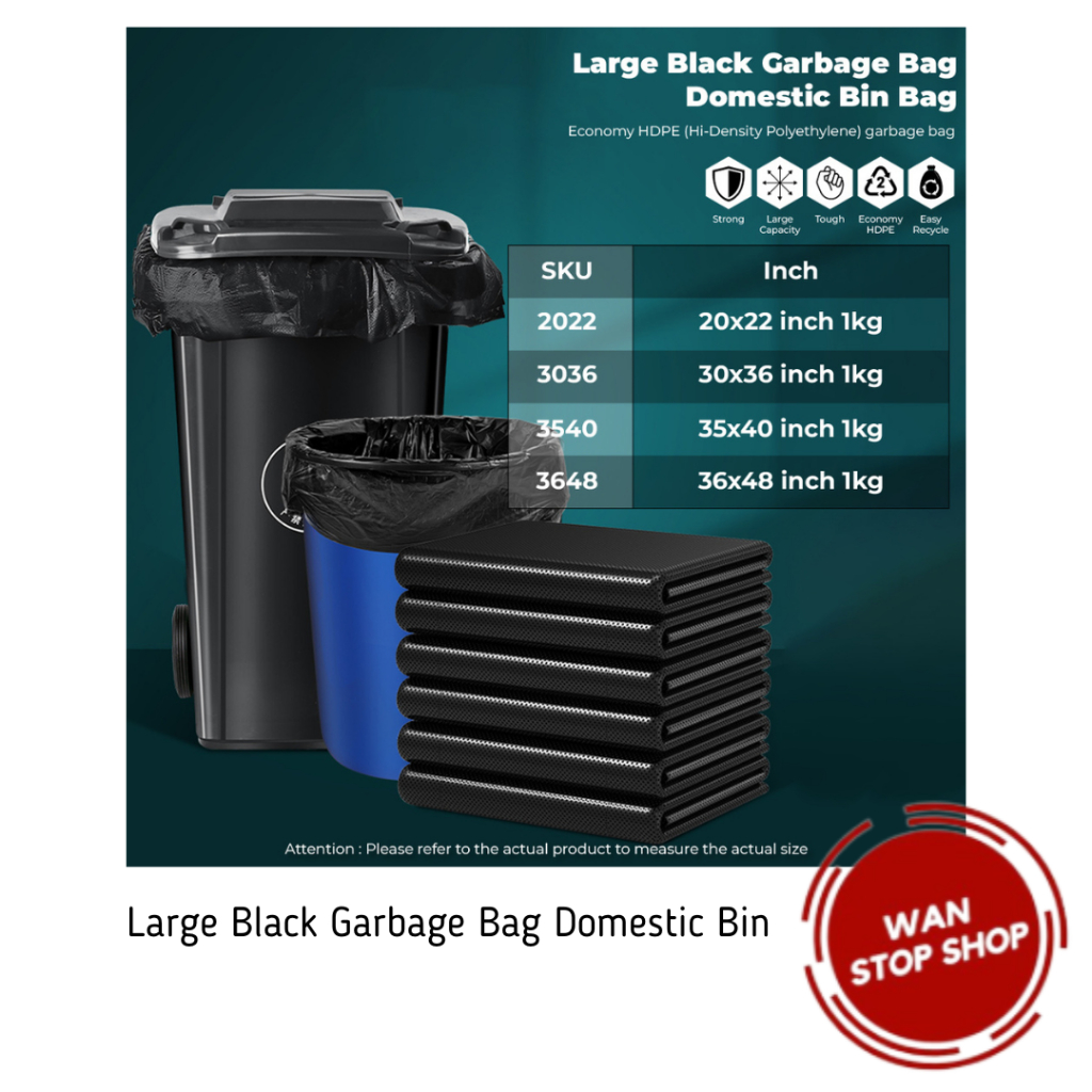 Large Black Garbage Bag Extra Strong Trash Bag Domestic Bin Bag /Beg ...