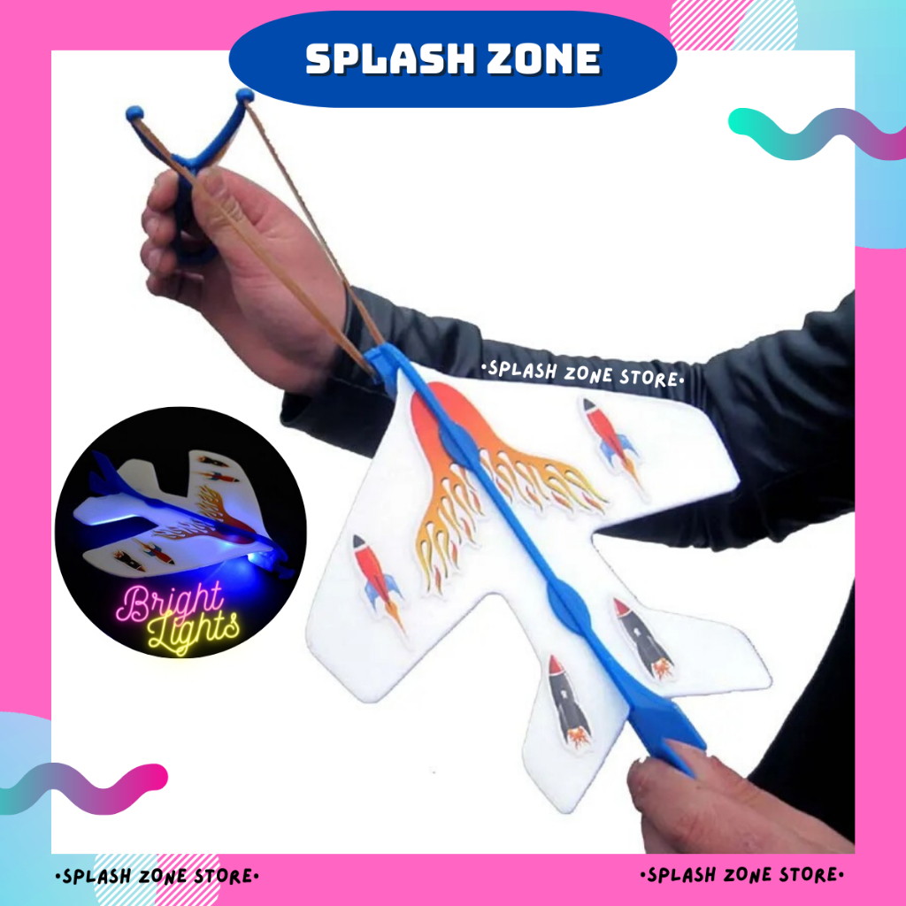 Kapal Terbang Lastik Lampu Flying Toys Plane Lestik Mainan Terbang ...