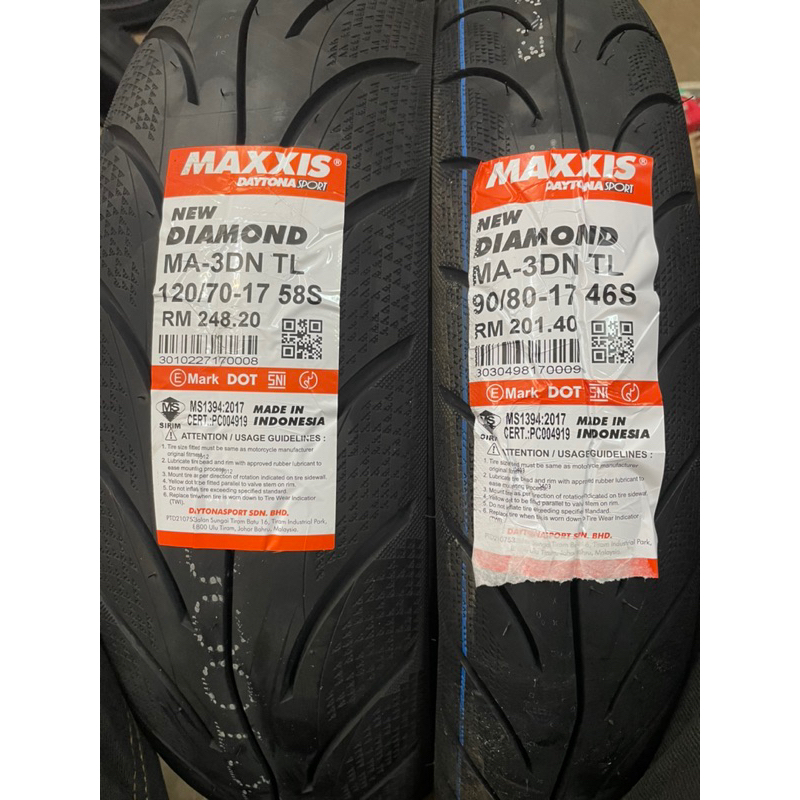 Raya Promo 🔥 Maxxis Diamond MA-3DN 90/80-17 120/70-17 Honda RS150 RSX ...