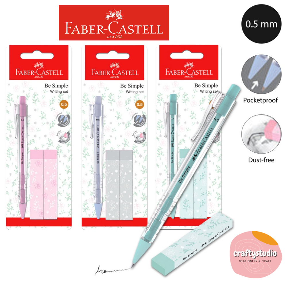 Faber Castell Be Simple Mechanical Pencil + 2 Erasers Set, Pencil Set ...