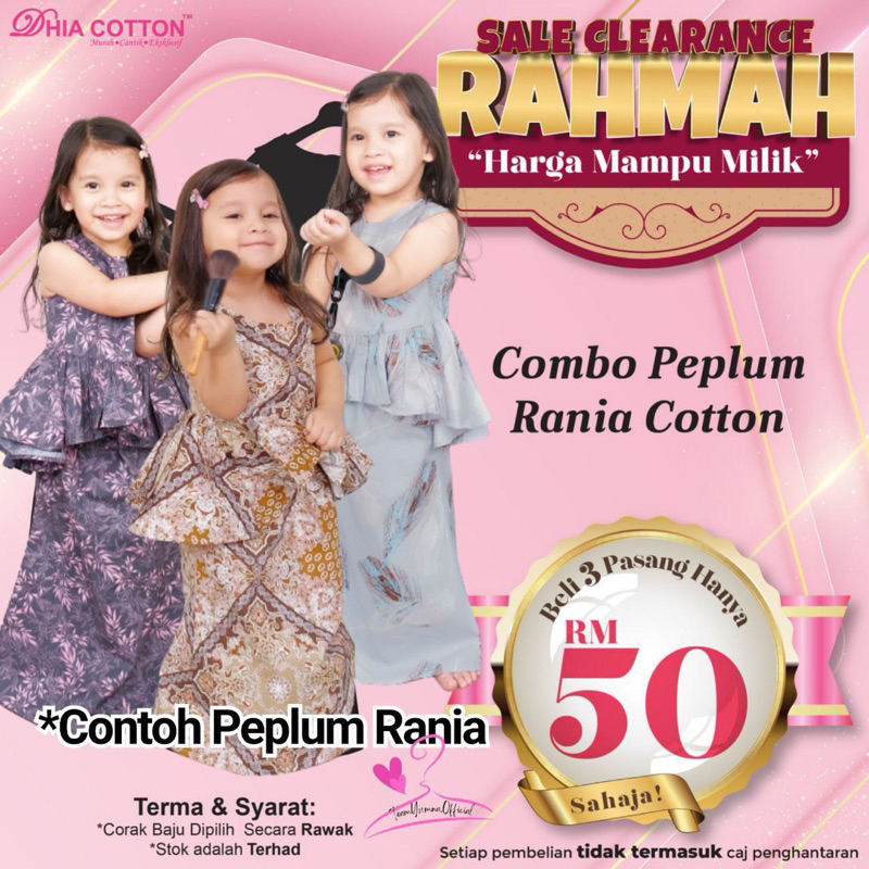 3 PEPLUM KIDS RM50 - CLEARANCE Dhia Cotton | Shopee Malaysia