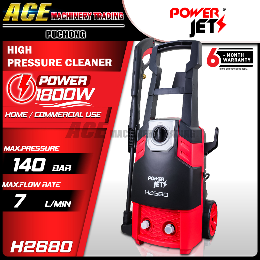 [ 100% Original ]Power Jet (H2680) High Pressure Water Jet Cleaner 140 Bar (Induction Motor ...