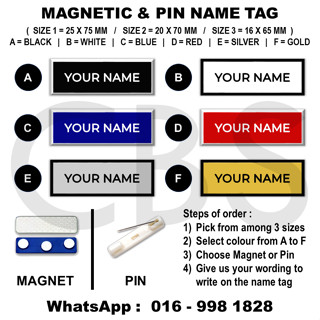 Name Tag Magnet Pin Nama Sekolah Cikgu Murid Pelajar Kerajaan Polis ...