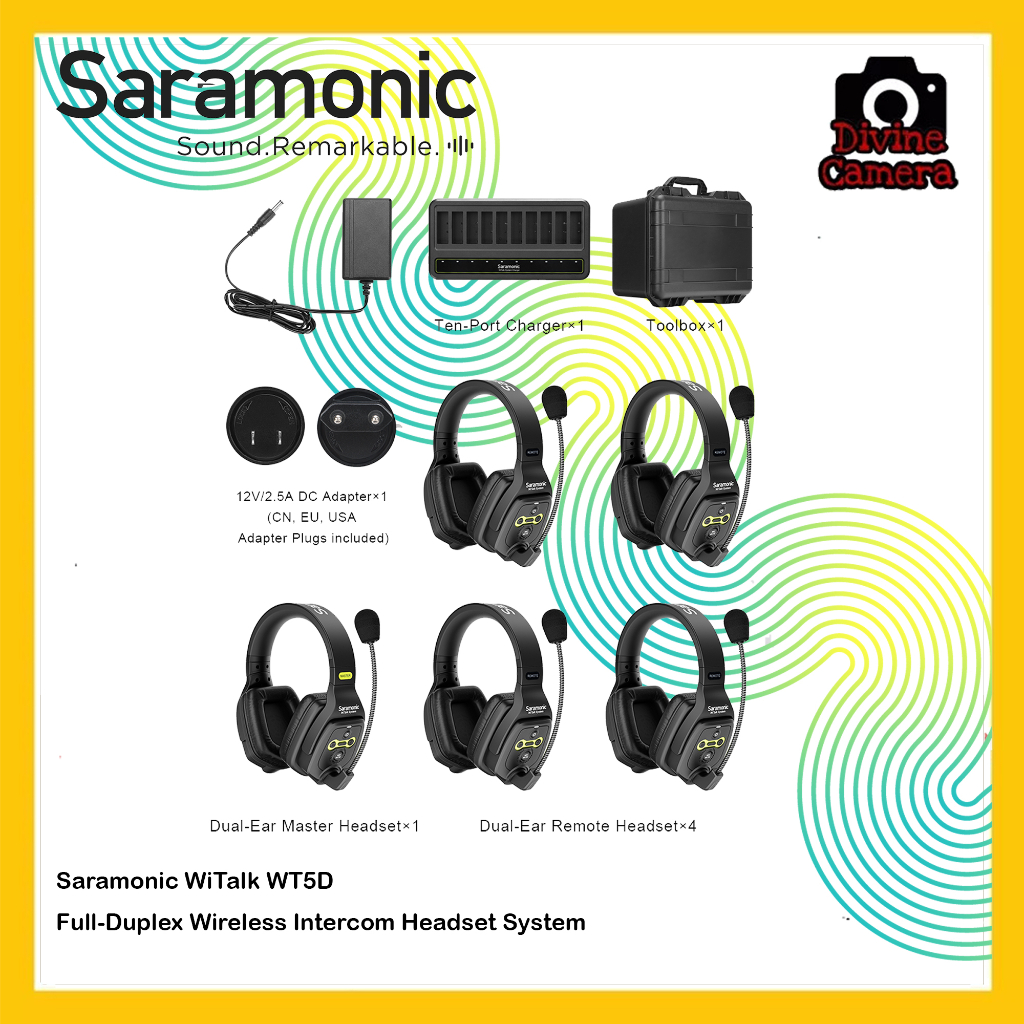 Saramonic WiTalk WT5D Full-Duplex Wireless Intercom Headset System ...