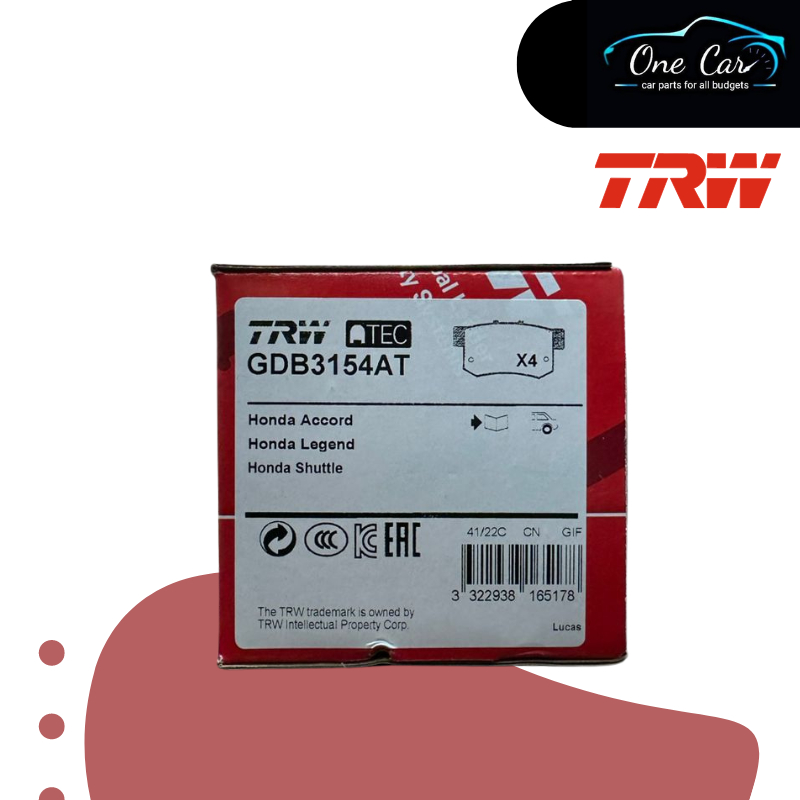 Brake Pad Rear Honda Accord SDA, Civic FD SNA SNB, Stream RN3 ,CRZ (TRW ...