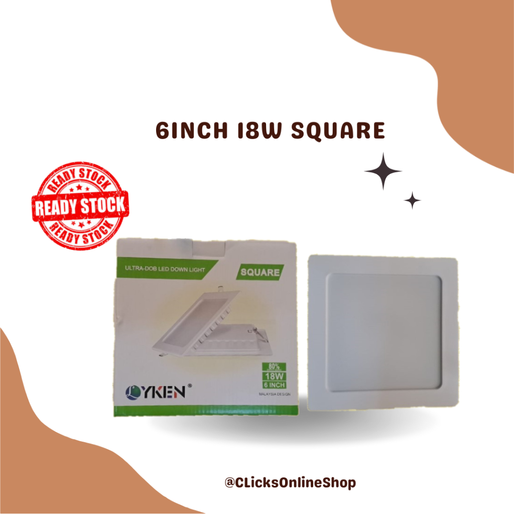 LYKEN ULTRA-DOB LED DOWN LIGHT 6INCH 18W SQUARE | Shopee Malaysia