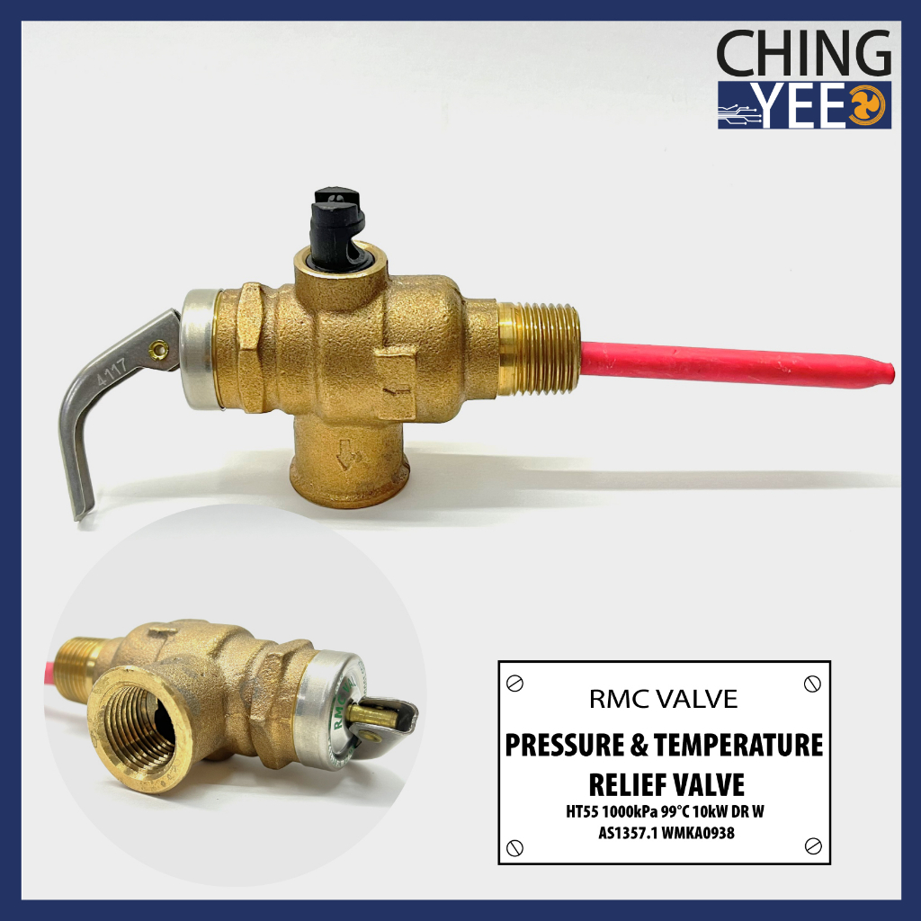 RMC Valve PRESSURE & TEMPERATURE RELIEF VALVE HT55 1000kPa 99°C 10kW DR ...