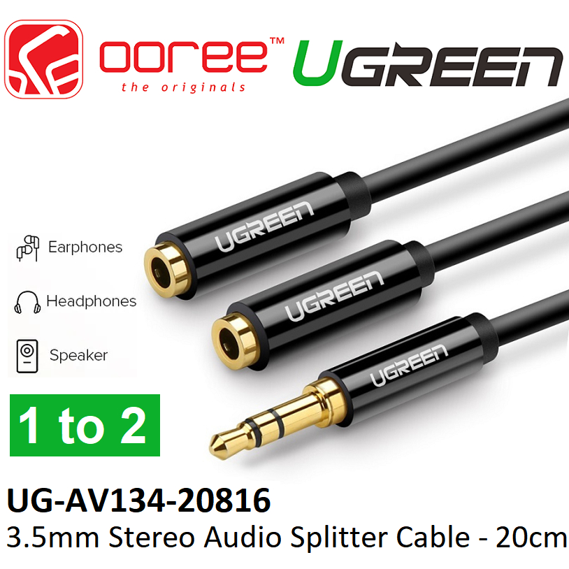 UGREEN AV134 3.5MM MALE TO DUAL 3.5MM FEMALE AUX ADAPTER STEREO AUDIO ...