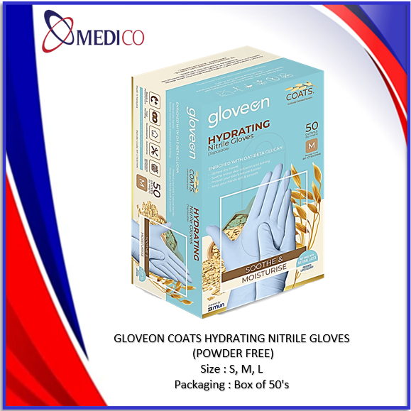 GLOVEON COATS HYDRATING NITRILE GLOVES (POWDER FREE) - Box of 50's ...