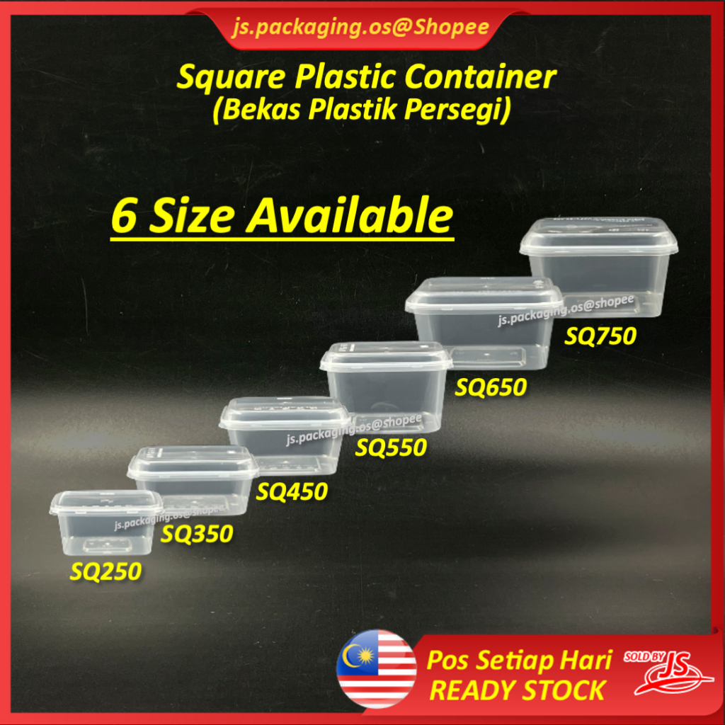 SQ 250/350/450/550/650/750 Square Disposable Plastic Food Container Bekas Petak Plastik Persegi ...
