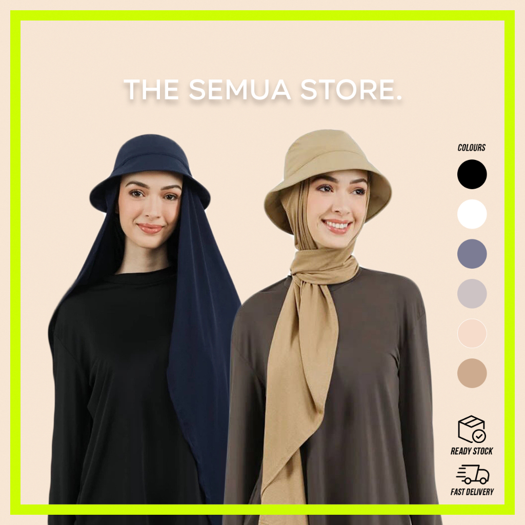 The Semua Store. Muslim Latest Fashion Hijab Bucket Hat Solid Chiffon ...