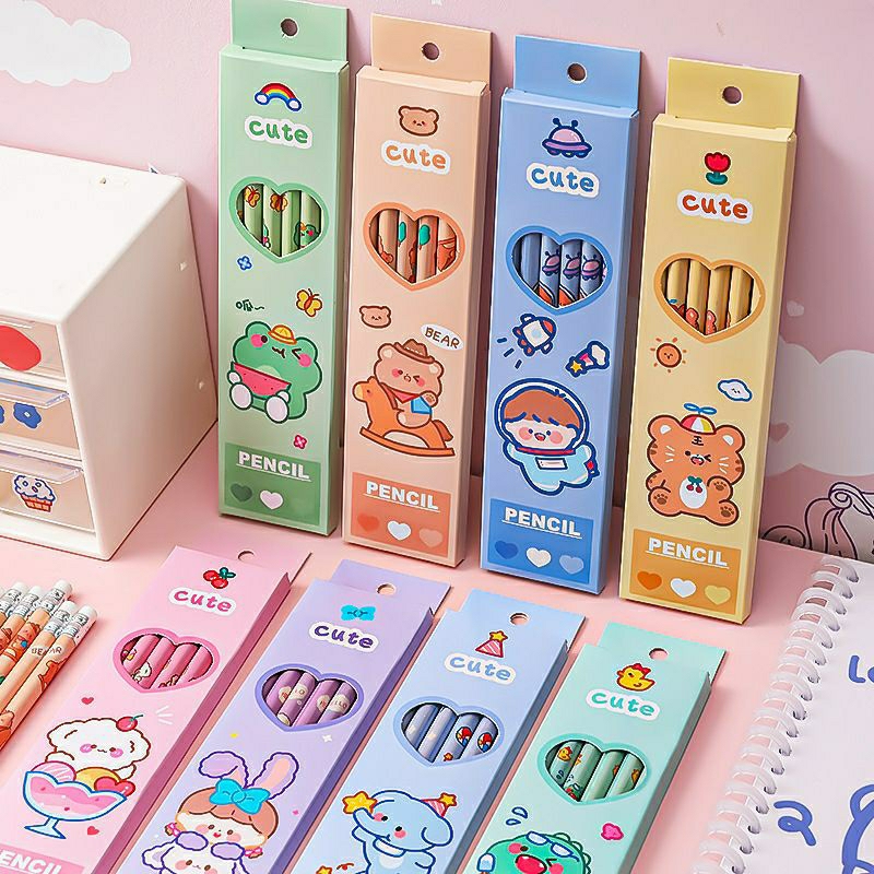SNT(PC6) Pencil Kayu Kartun Pensel卡通木铅笔Cute Pet Boxed Pencil Cartoon HB ...