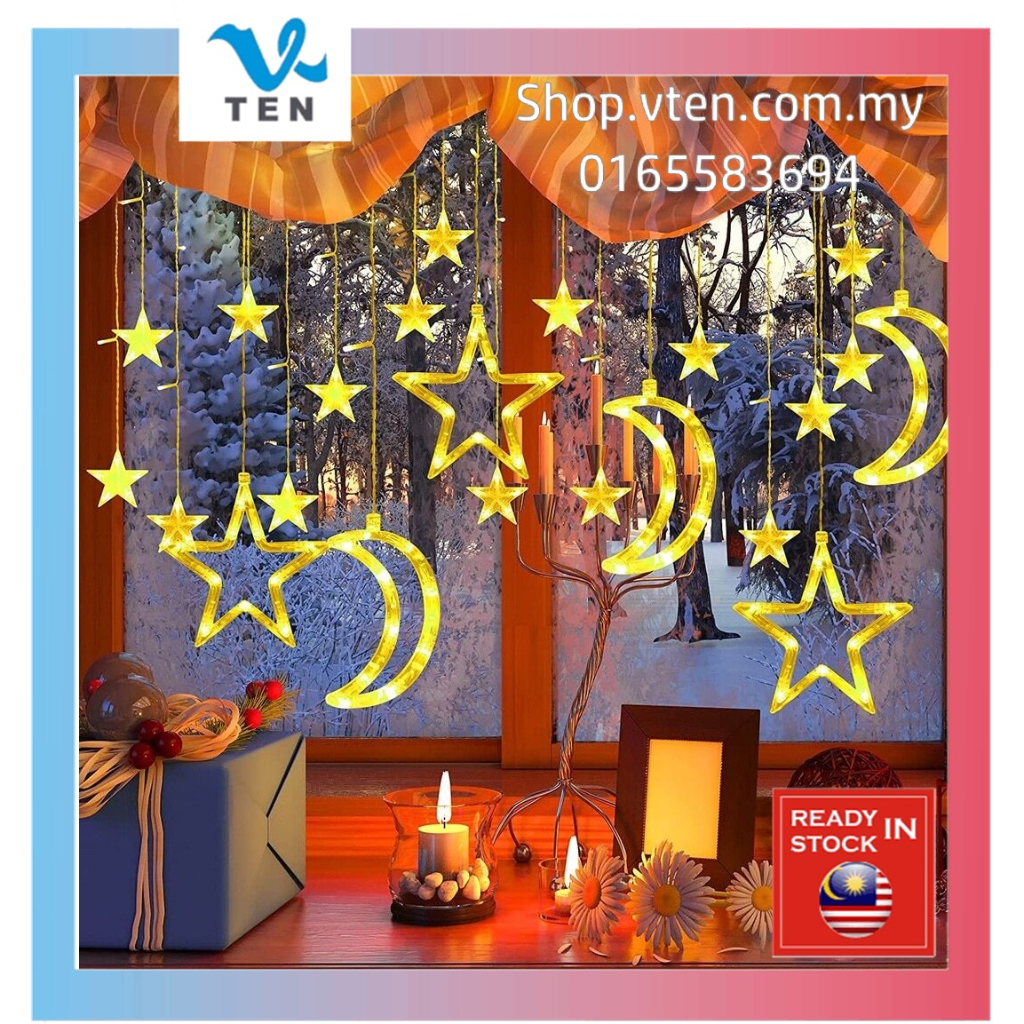 🔥🇲🇾PROMO!!🔥Lampu Raya Lampu Hiasan Lampu Bulan Lampu Bintang Curtain ...