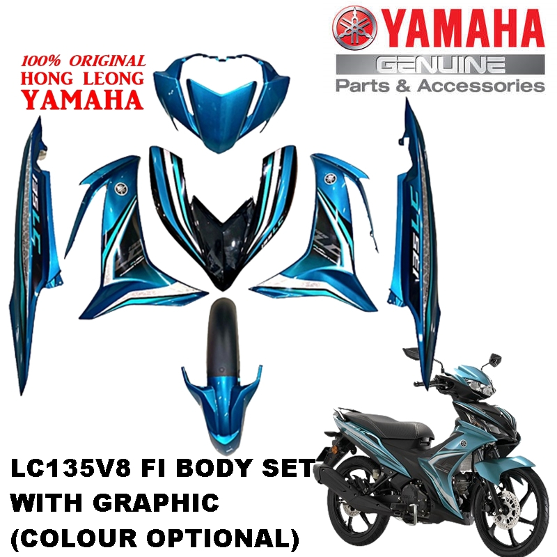 YAMAHA LC135 FI LC135 V8 ORIGINAL BODY KIT WITH GRAPHIC / COVER SET WITH STRIPE / 100% HLY ...