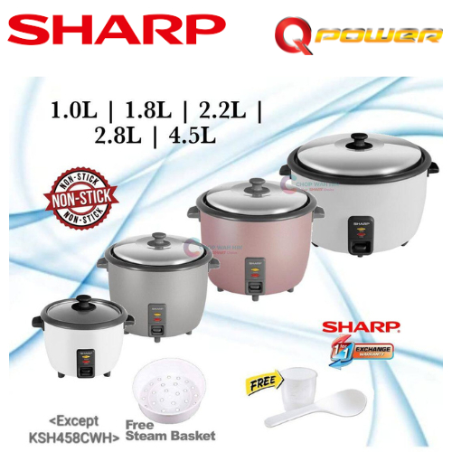 SHARP NON STICK RICE COOKER 1L KSH108/1.8L KSH188/2.2L KSH228/2.8L ...