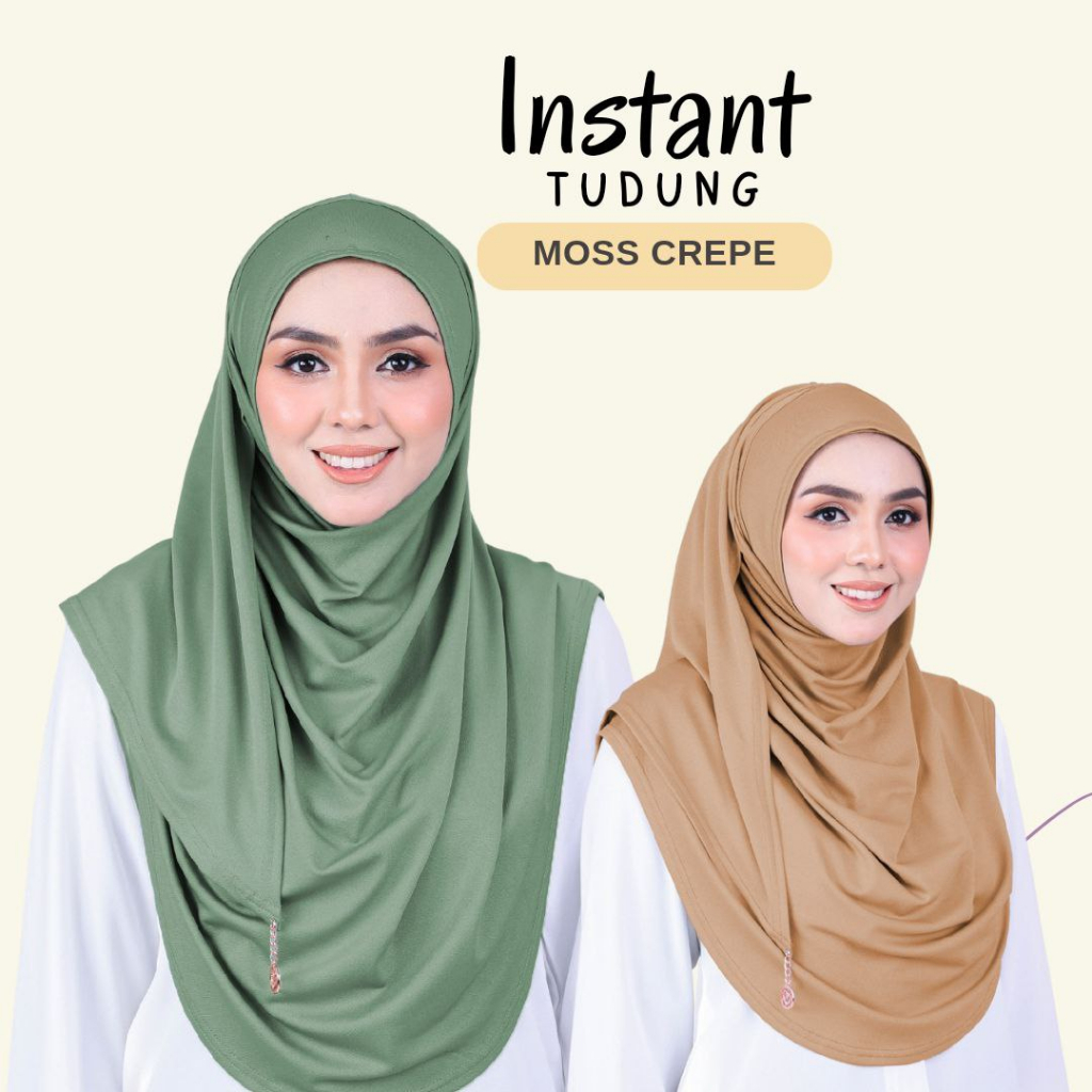 Lunia Shawl Tudung Sarung Instant Satu Muka Plain Moss Crepe Pastel ...