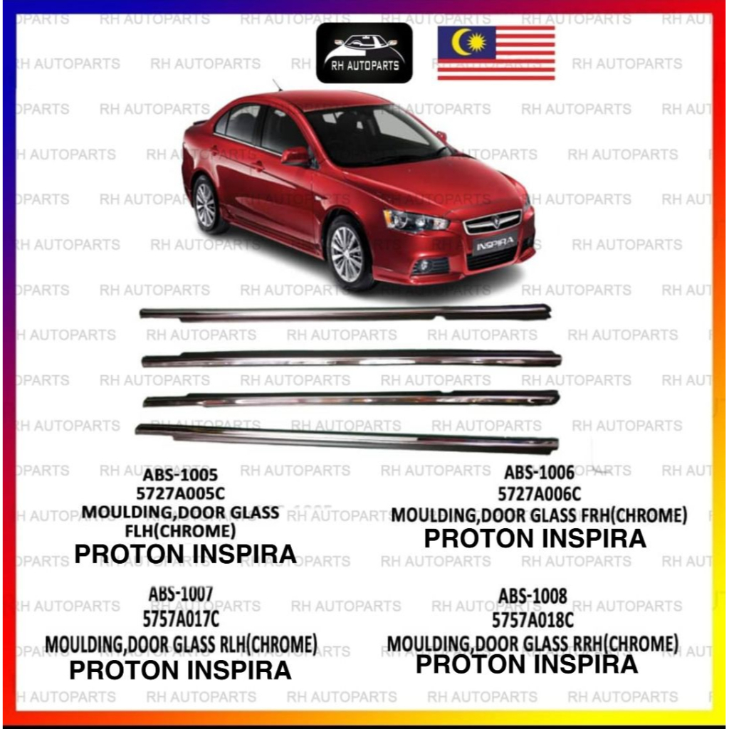 (CHROME)(BLACK) Proton Inspira Door Glass Rubber Outer Outside Window ...