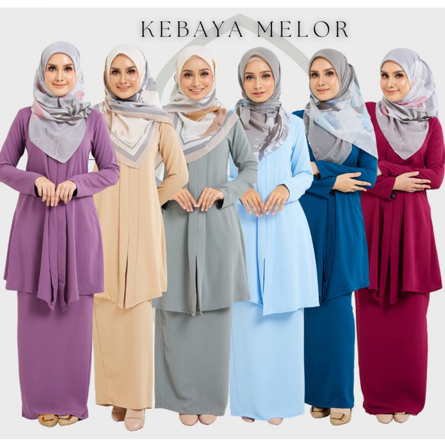 Baju Kurung Kebaya Melor Ironless Kain Kipas Belakang XS-3XL | Shopee ...