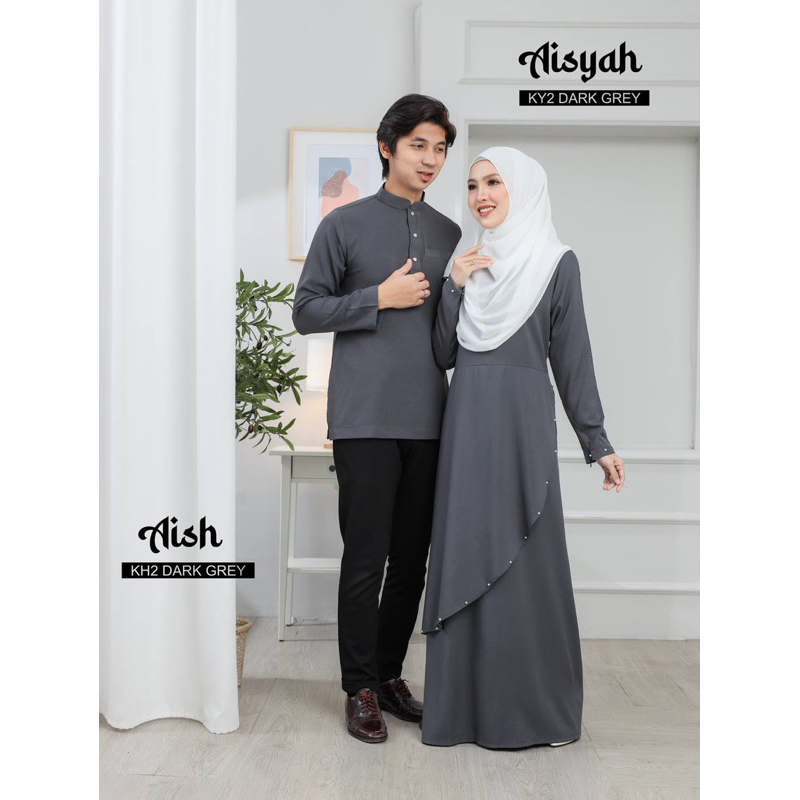 Baju Raya Couple Kurta & Jubah “Dark Grey” Plus Size | Shopee Malaysia