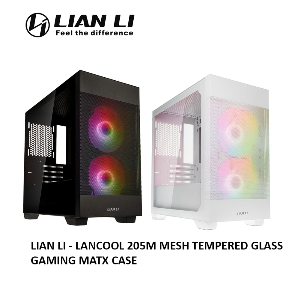 LIAN LI LANCOOL 205M MESH TEMPERED GLASS GAMING MATX CASE (BLACK ...