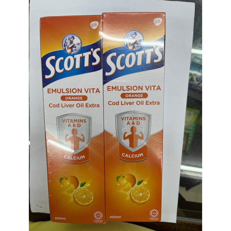 SCOTTs Emulsion Cod Liver Oil 400ml x 2 bottles - Original/ Orange ...